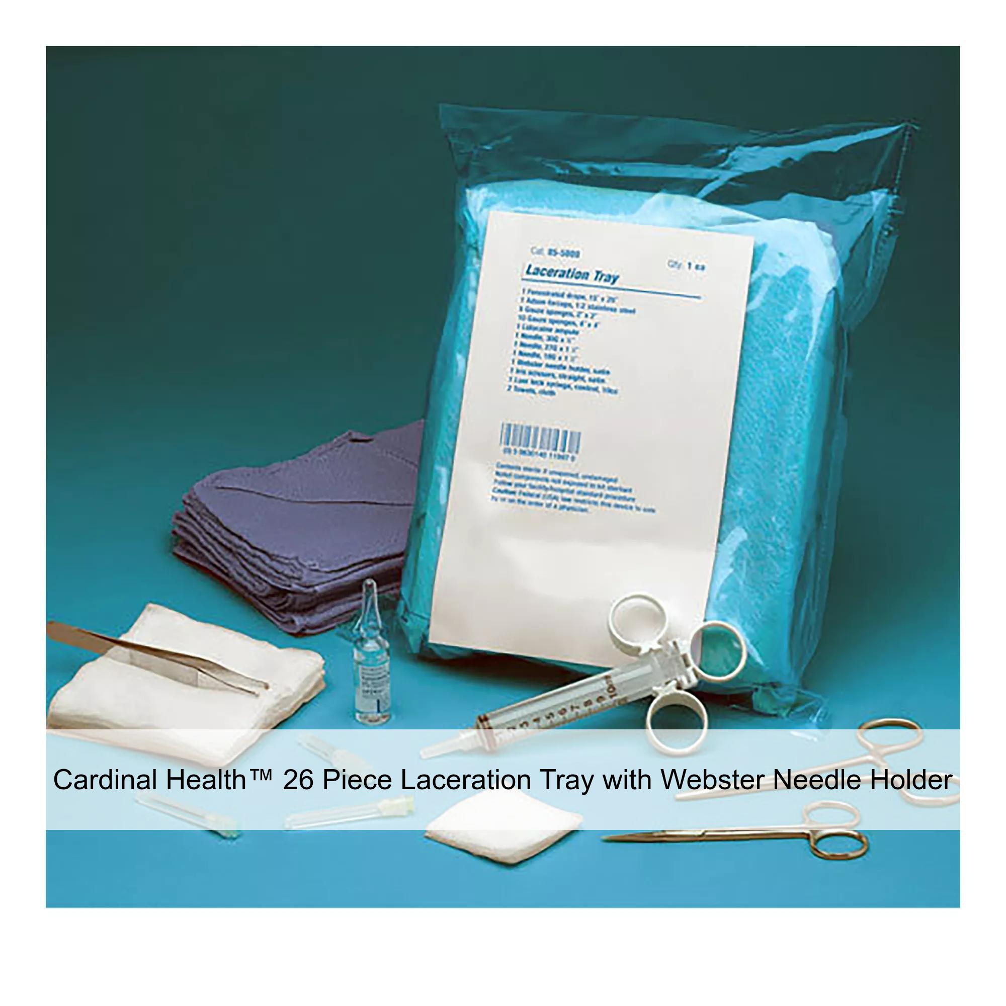 Cardinal Health™ 26 Piece Laceration Tray with Webster Needle Holder ...
