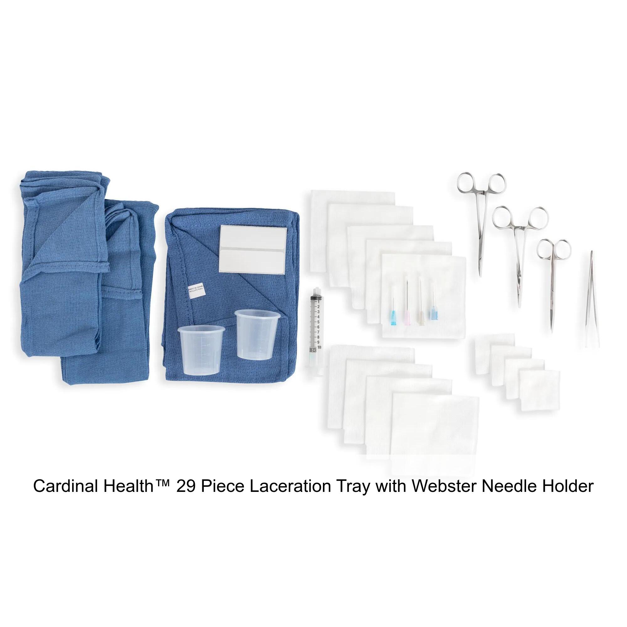 Cardinal Health™ 29 Piece Laceration Tray with Webster Needle Holder ...