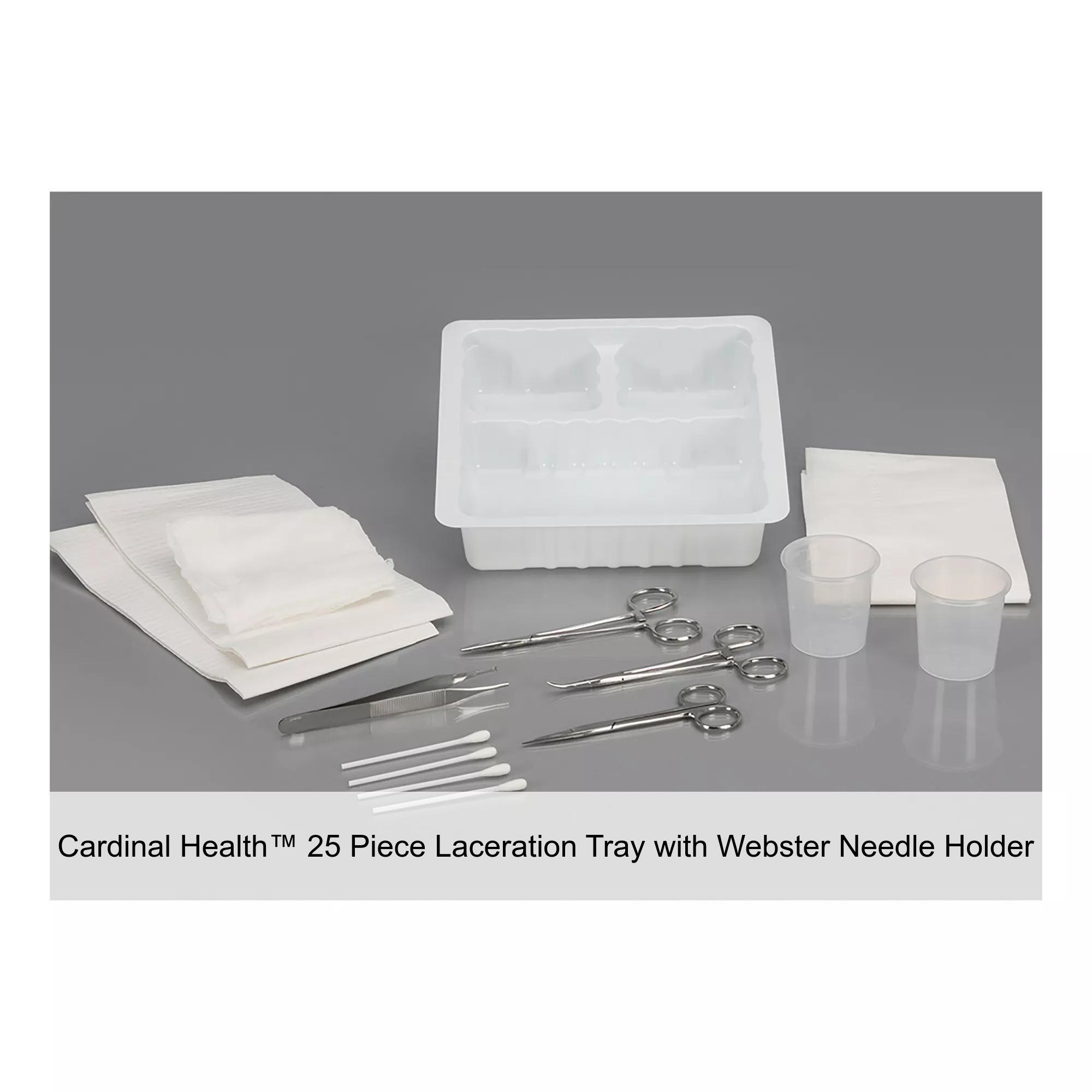 Cardinal Health™ 25 Piece Laceration Tray with Webster Needle Holder ...