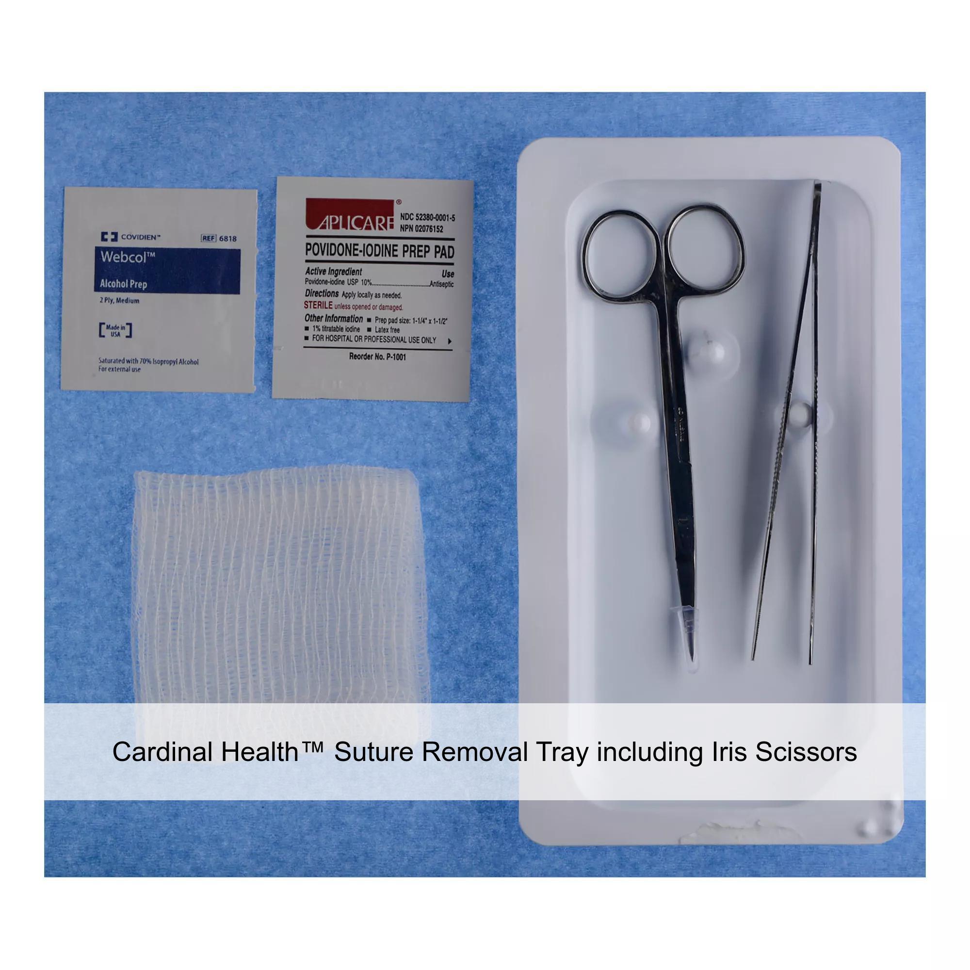 Cardinal Health™ Suture Removal Tray including Iris Scissors, Curved, 4 ...