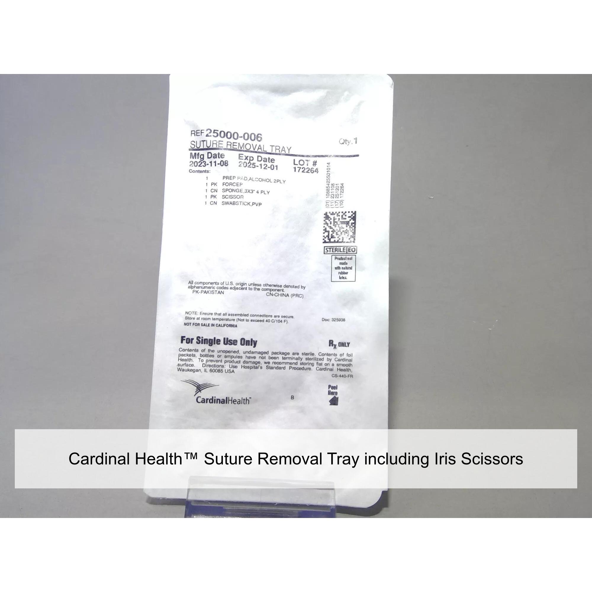 Cardinal Health™ Suture Removal Tray including Iris Scissors, Curved, 4 ...