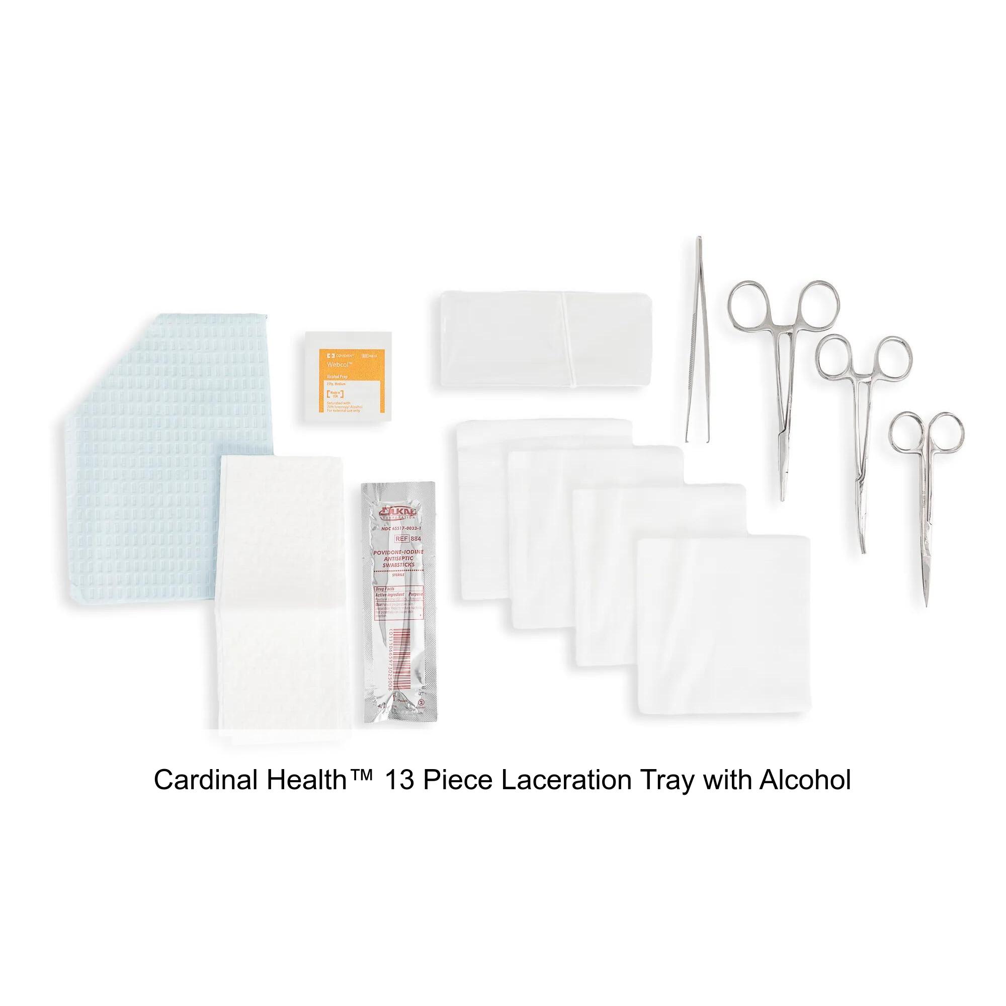 Cardinal Health™ 13 Piece Laceration Tray with Alcohol, PVP-I Prep Pad ...