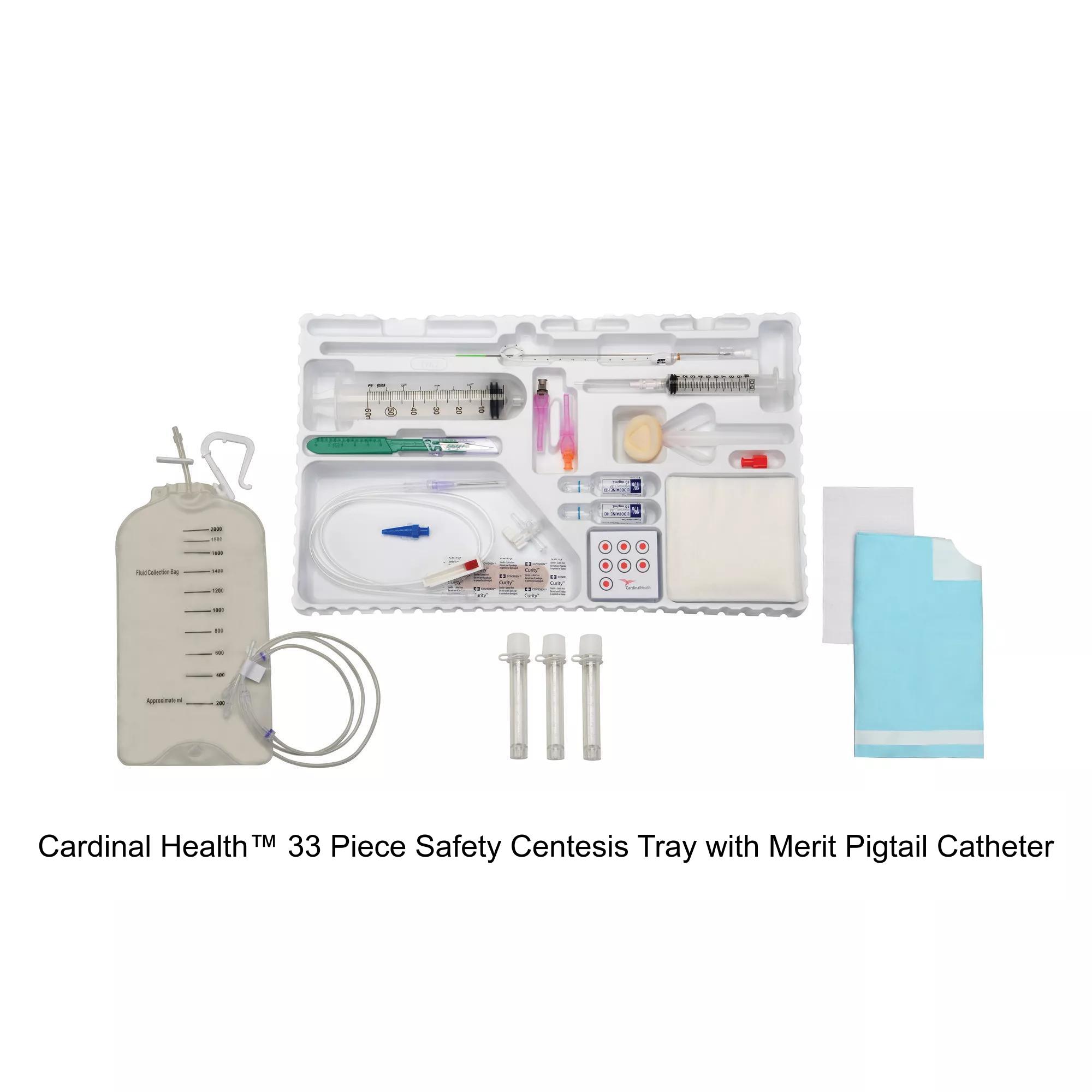 Cardinal Health™ 33 Piece Safety Centesis Tray with Merit Pigtail ...