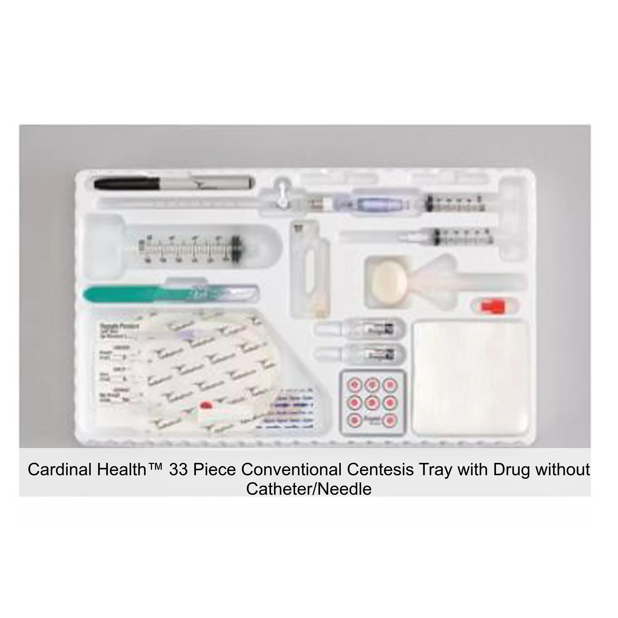 Cardinal Health™ 33 Piece Conventional Centesis Tray with Drug without ...