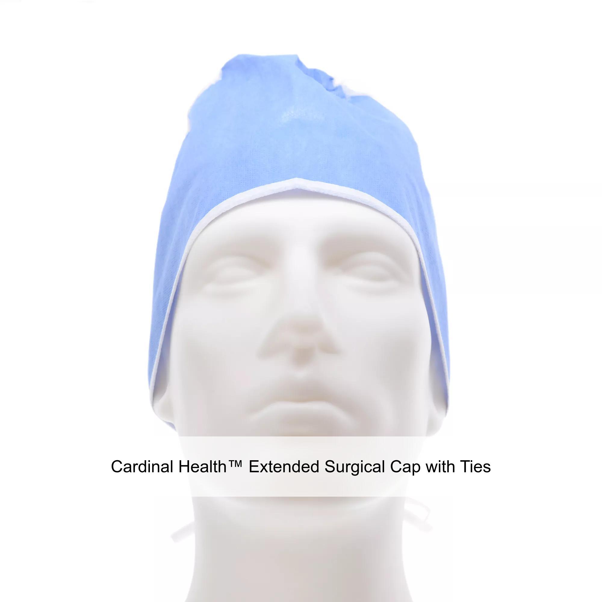 Cardinal Health™ Extended Surgical Cap with Ties, Blue, X-Large, SMS ...