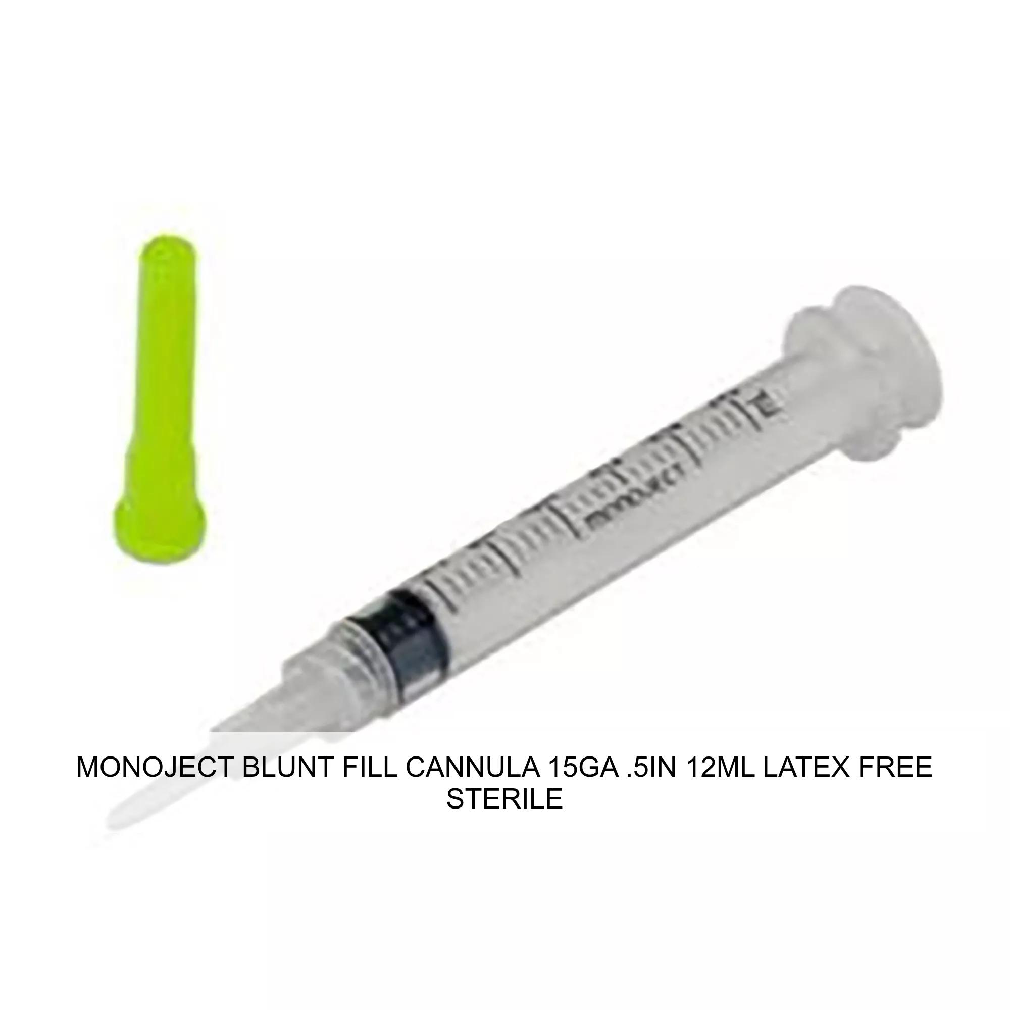 MONOJECT BLUNT FILL CANNULA 15GA .5IN 12ML LATEX FREE STERILE . Buy Online | Lifeline Medical