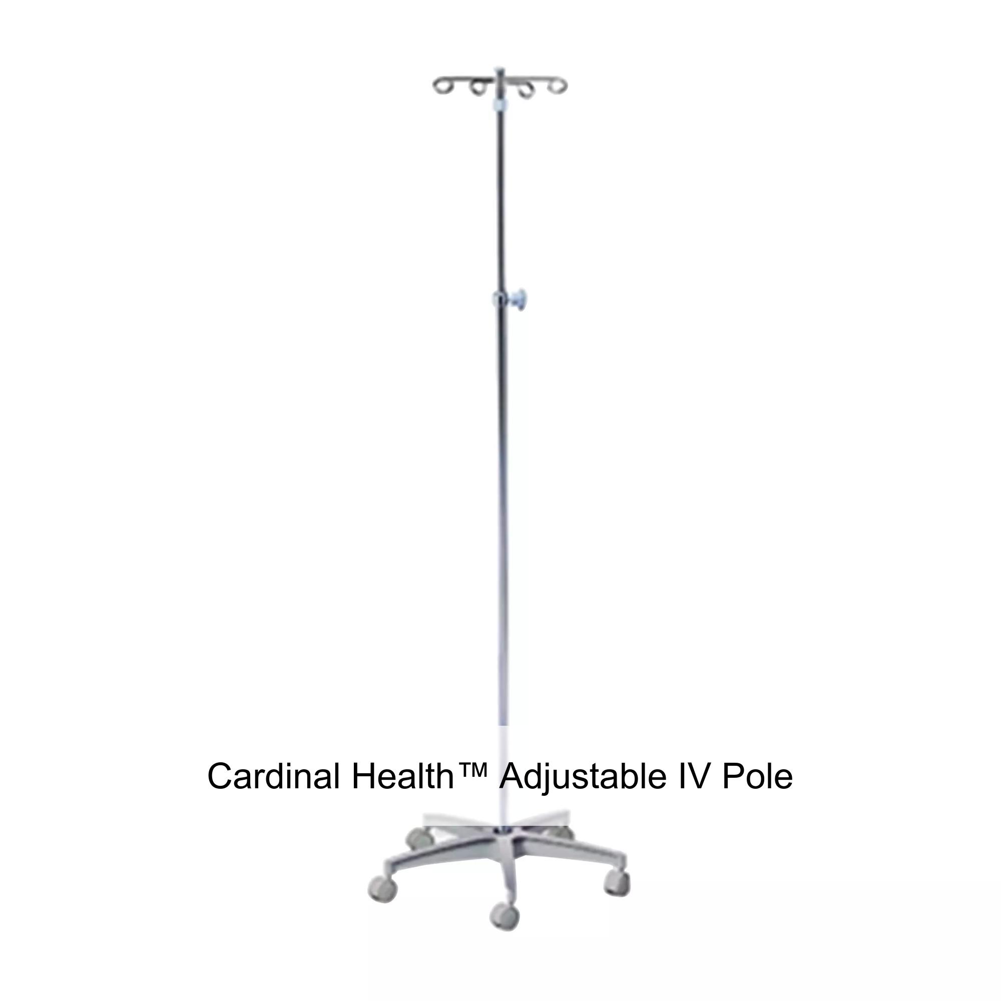 Cardinal Health™ Adjustable IV Pole, 4 Ram's Horn Hooks, 5 Legs with ...