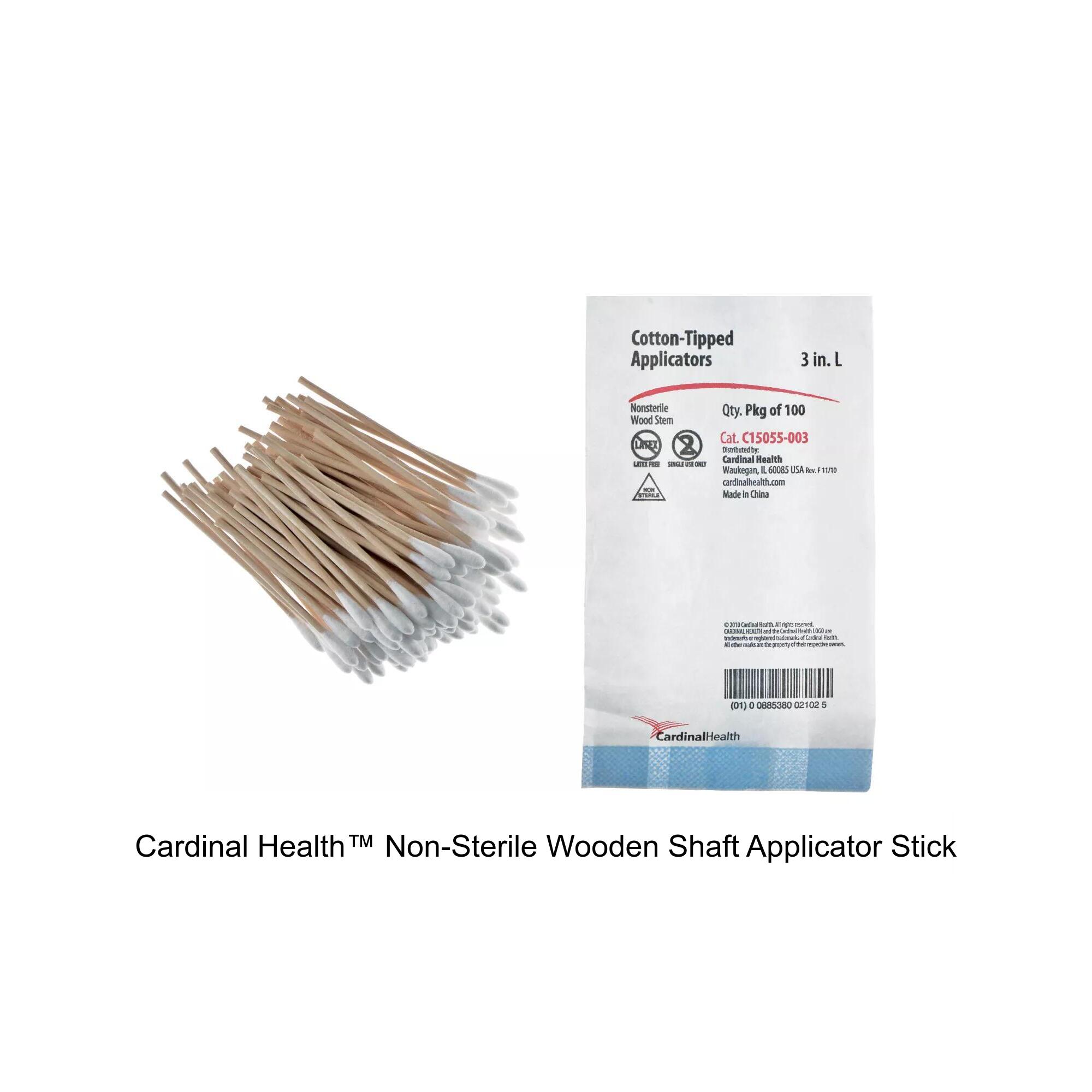 Cardinal Health™ Non-Sterile Wooden Shaft Applicator Stick, Cotton Tip ...