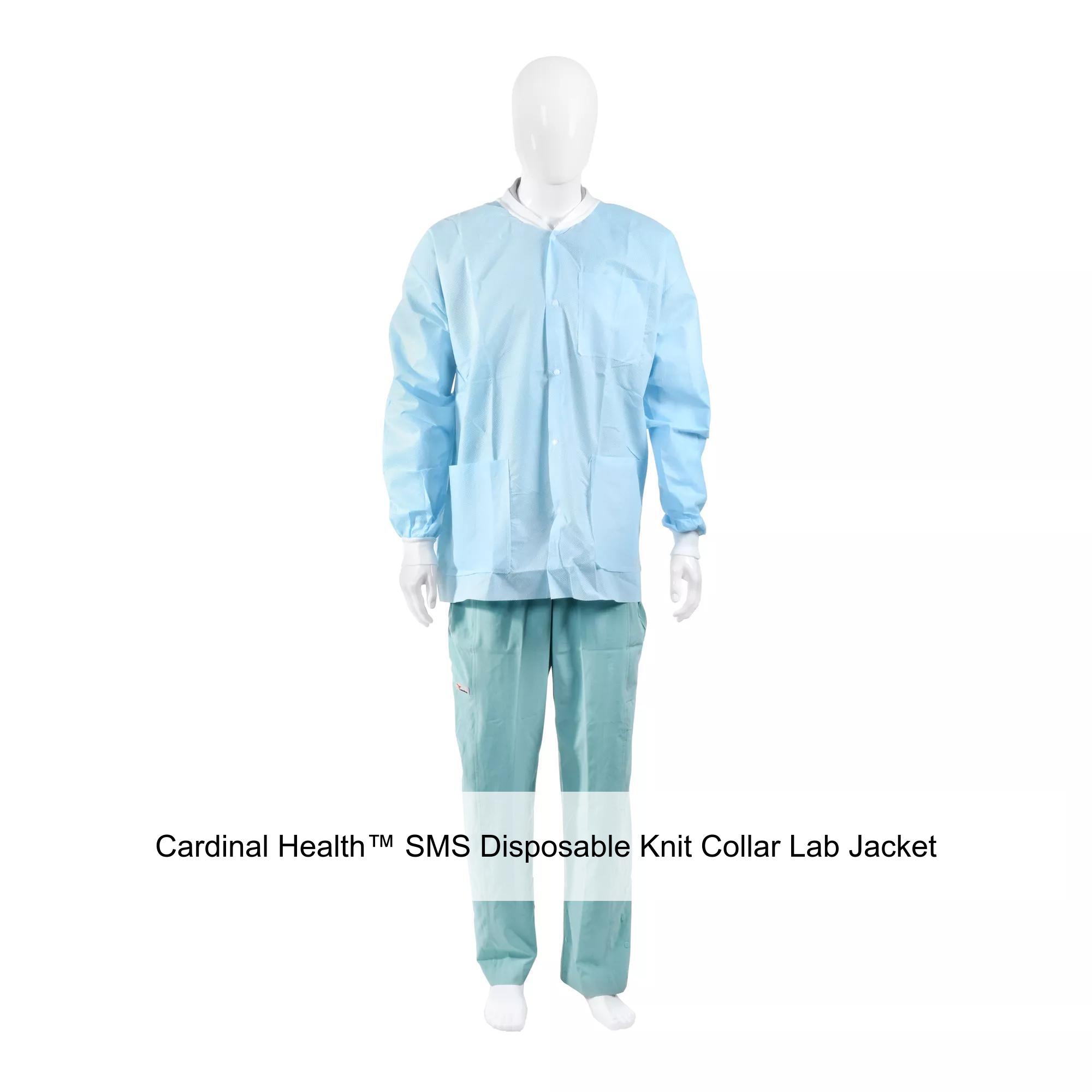 Cardinal Health™ SMS Disposable Knit Collar Lab Jacket, Ceil Blue, 3X ...