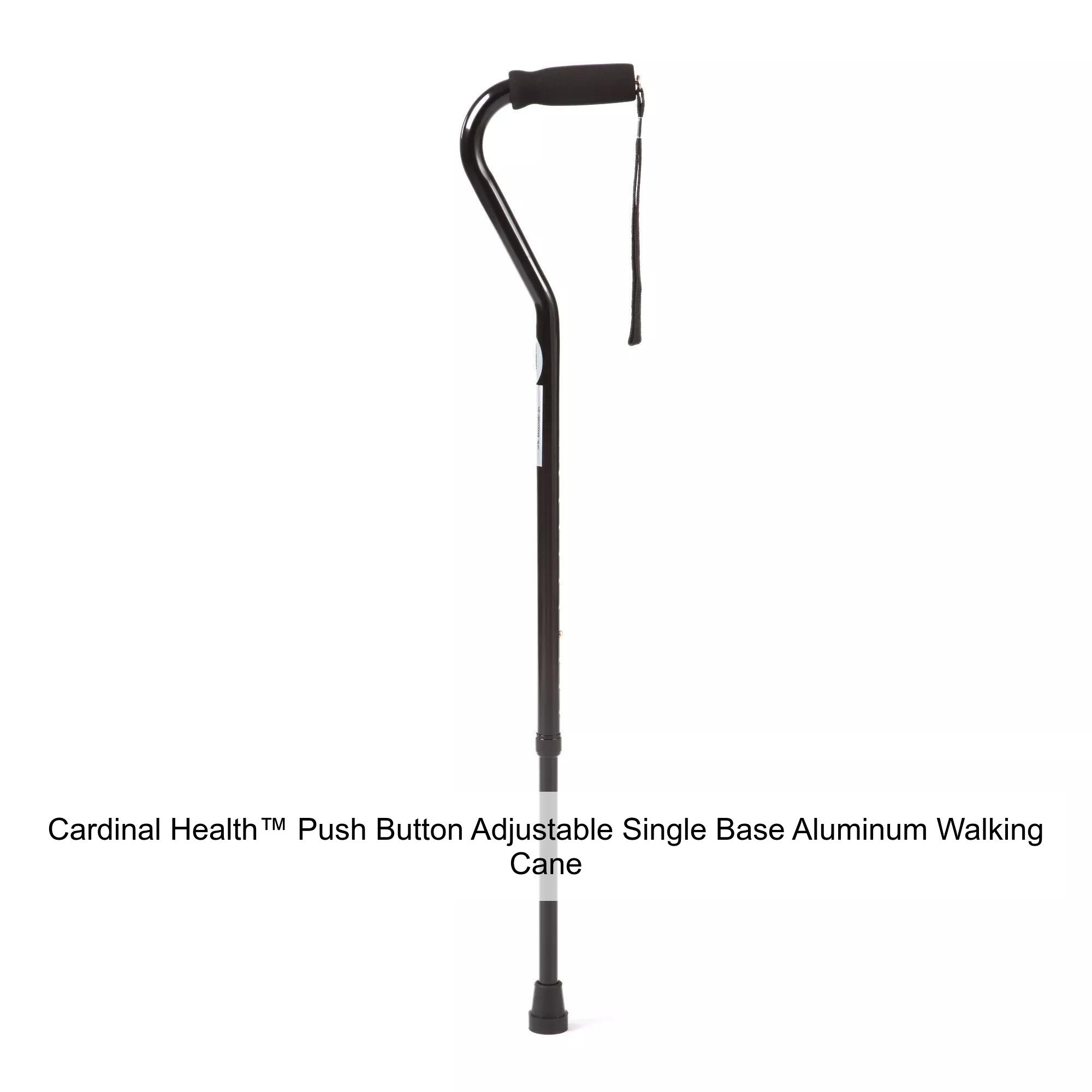 Cardinal Health™ Push Button Adjustable Single Base Aluminum Walking ...