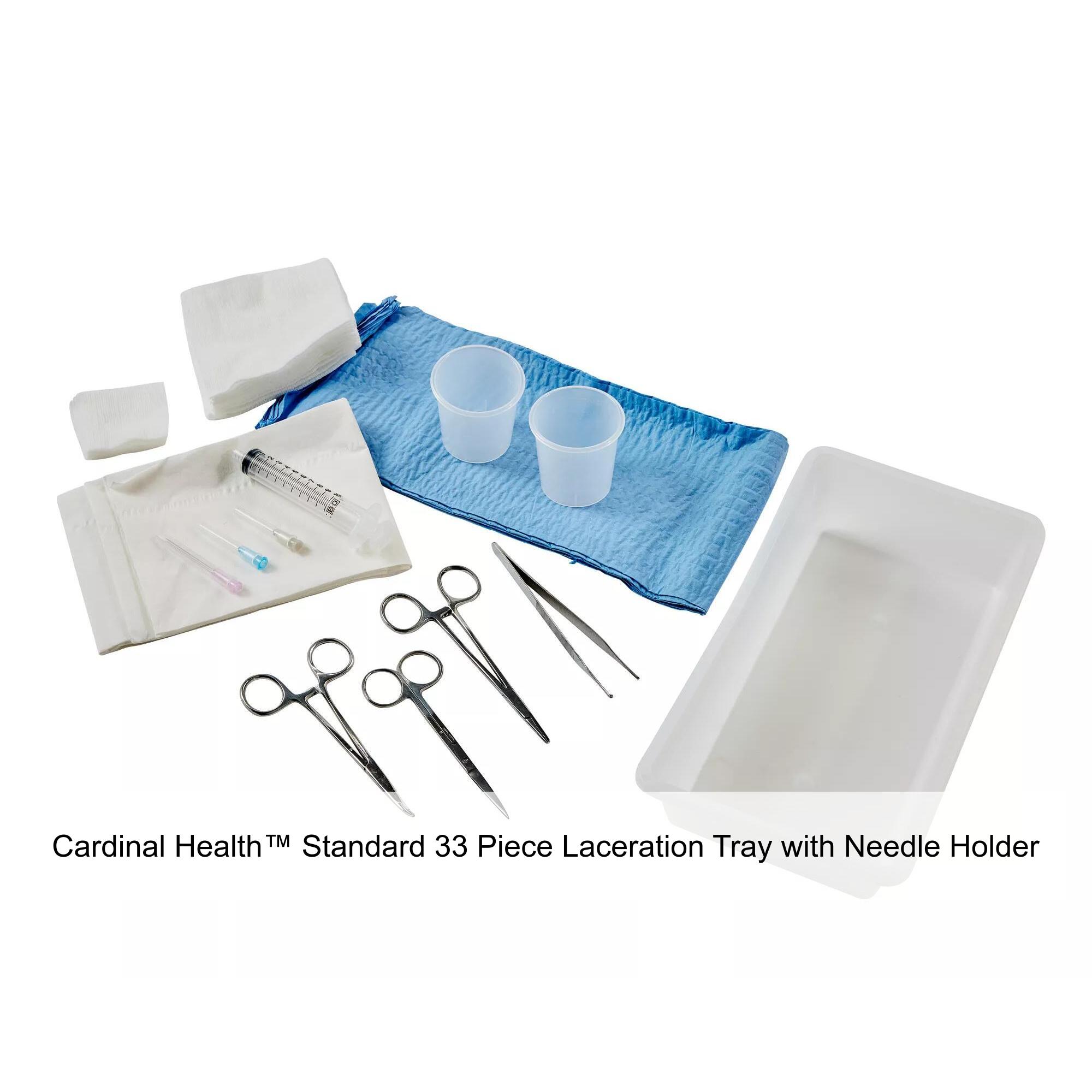 Cardinal Health™ Standard 33 Piece Laceration Tray with Needle Holder ...