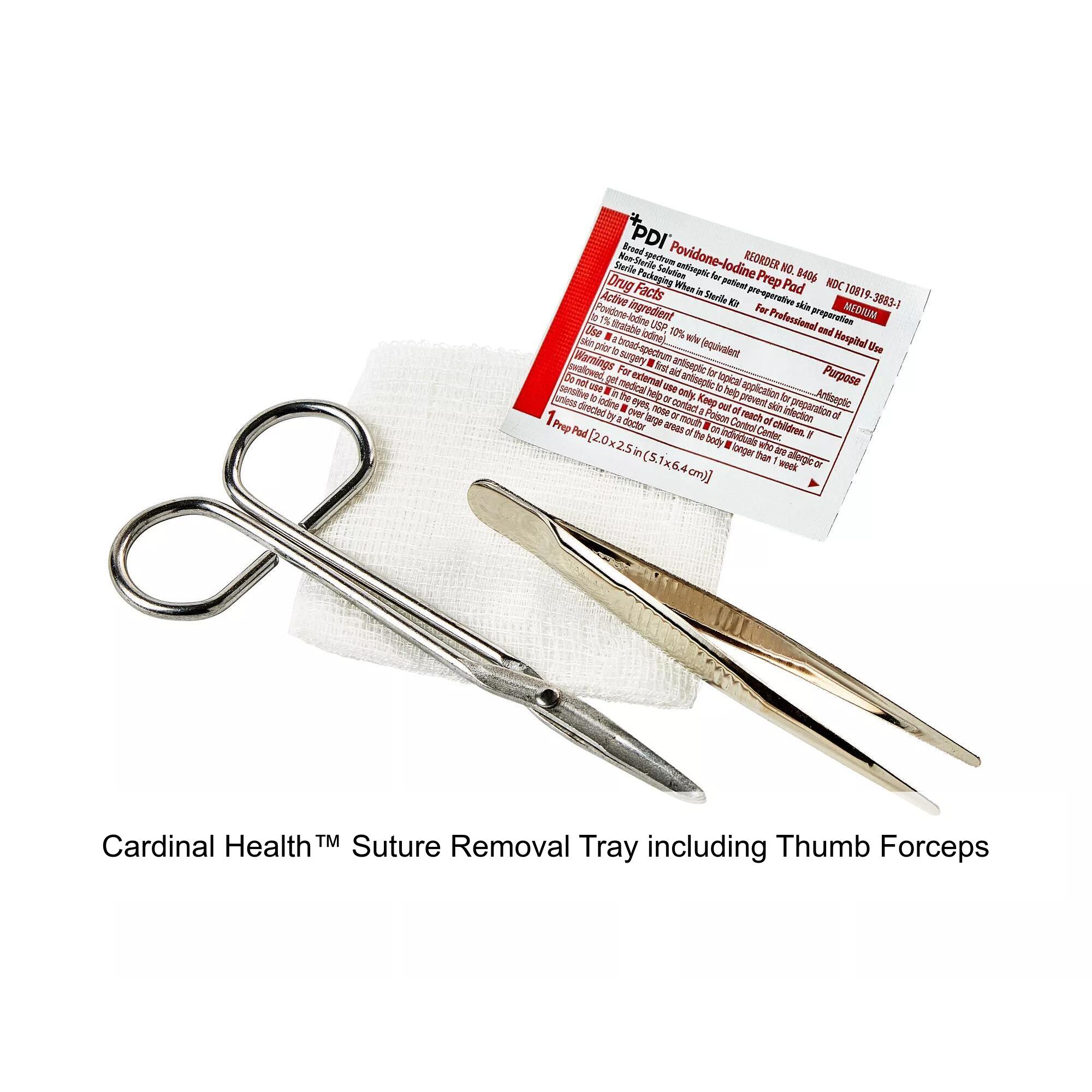 Cardinal Health™ Suture Removal Tray including Thumb Forceps, Metal, 4 ...