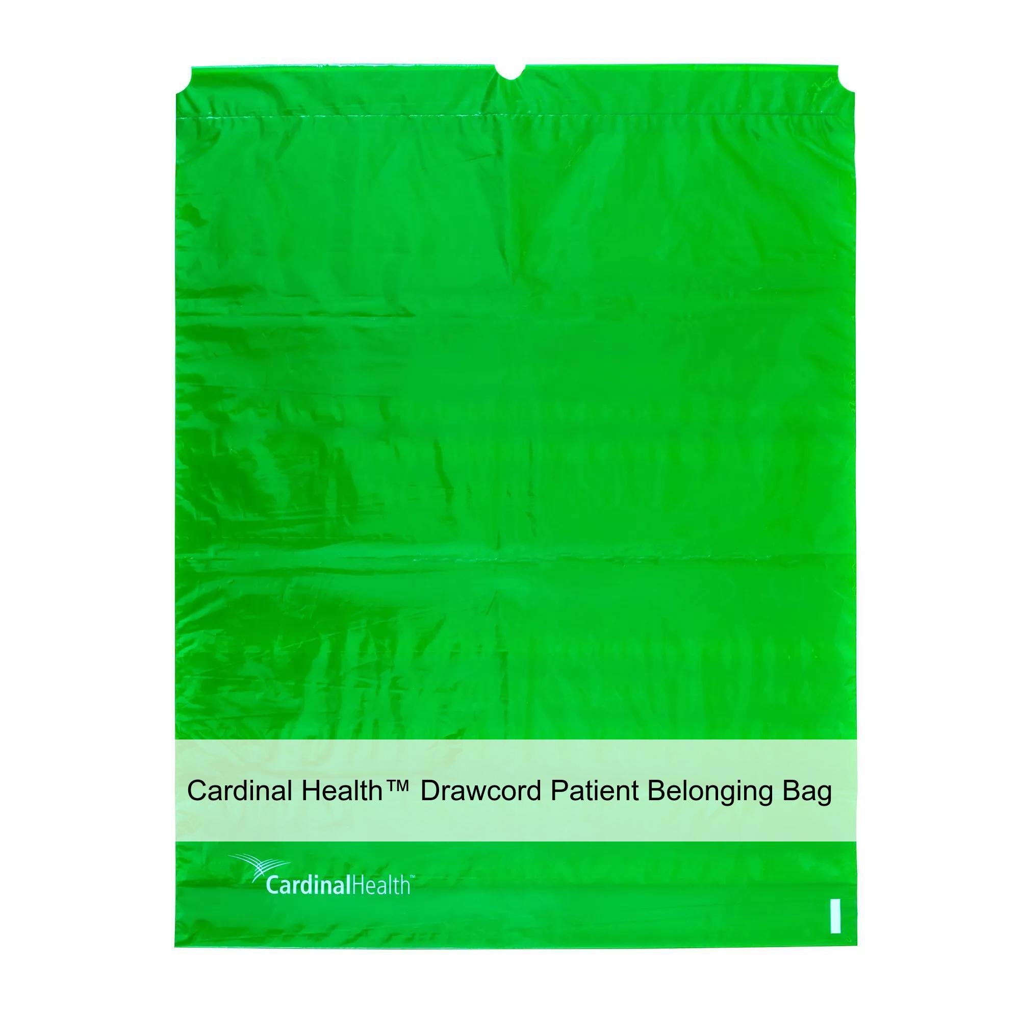Cardinal Health™ Drawcord Patient Belonging Bag, Large, Green, 24 x 30 ...