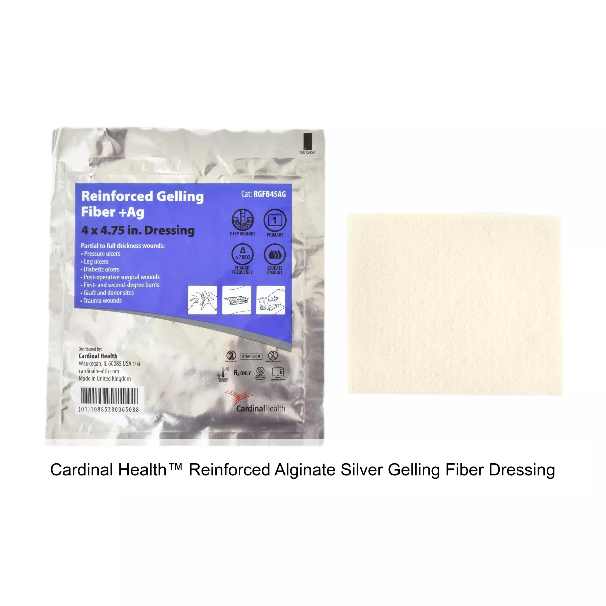 Cardinal Health™ Reinforced Alginate Silver Gelling Fiber Dressing, 4 x ...