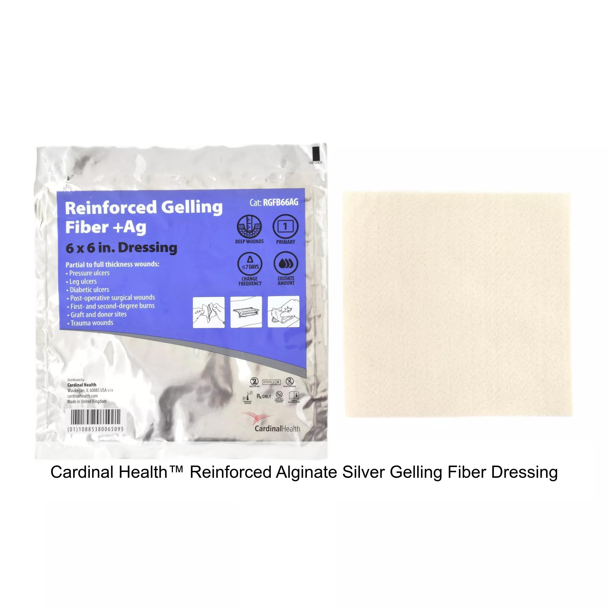 Cardinal Health™ Reinforced Alginate Silver Gelling Fiber Dressing, 6 x ...