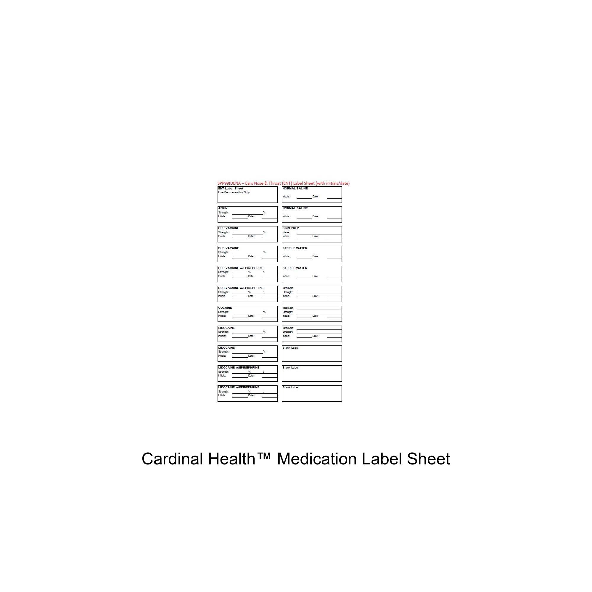 Cardinal Health™ Medication Label Sheet, Ear Nose and Throat (ENT ...
