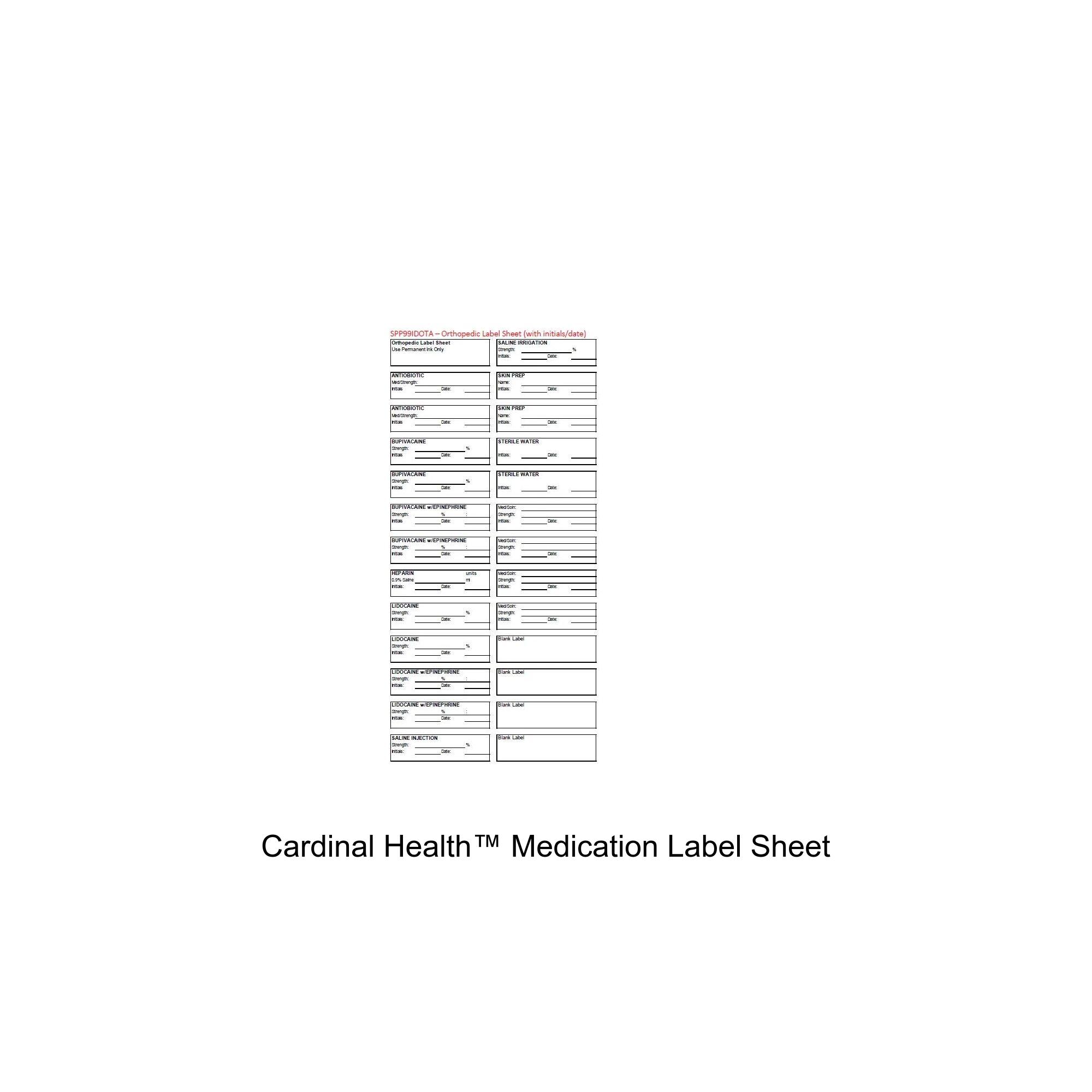 Cardinal Health™ Medication Label Sheet, Orthopedic, 25 Labels Per ...